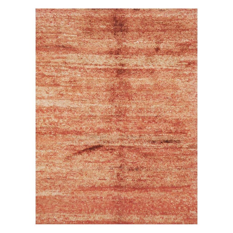 Turkish Modernist Square Shag Rug in Coral and Black For Sale at 1stDibs