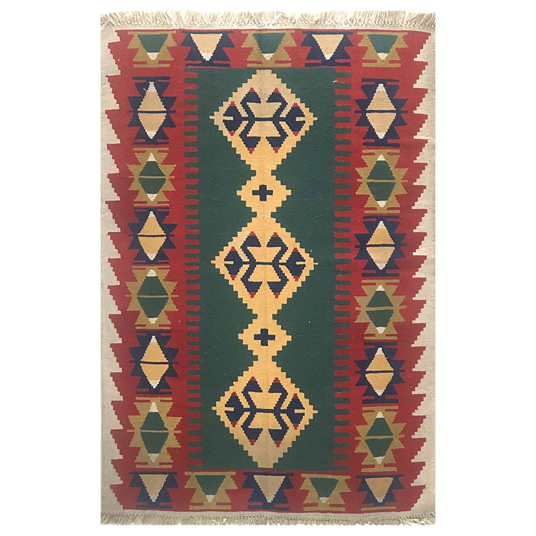 Turkish Multi-Color Tribal Kilim, Circa 1970s For Sale at 1stDibs