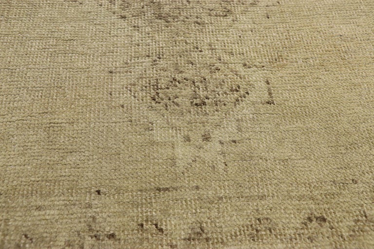 Turkish Oushak Carpet Runner with Modern Design and Muted 'Washed Out ...