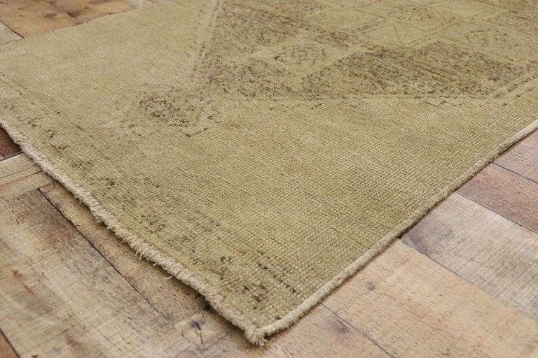 Turkish Oushak Carpet Runner with Modern Design and Muted 'Washed Out ...