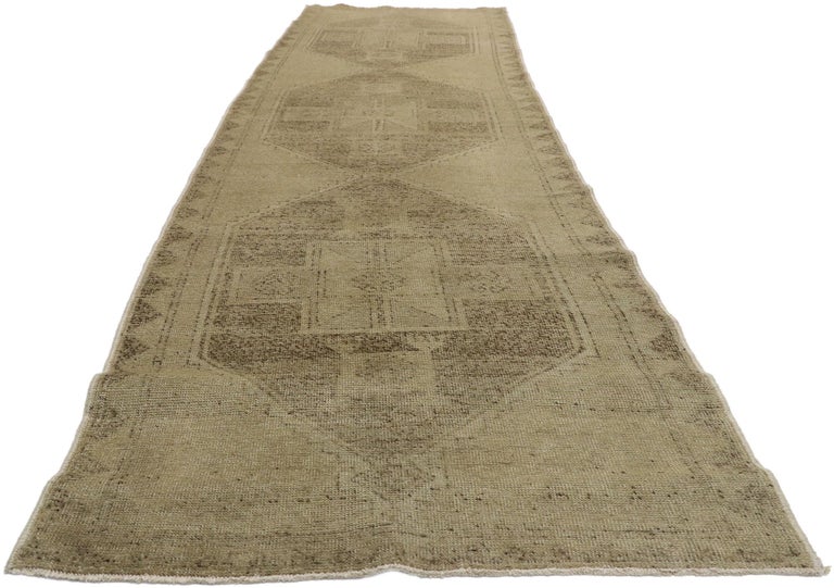 Turkish Oushak Carpet Runner with Shaker Style and Muted 'Washed Out ...