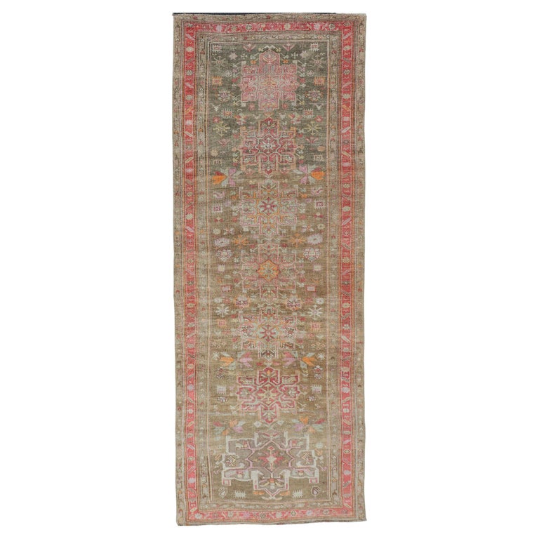 Turkish Oushak-Konya Runner with Tribal Medallion Designs and Geometric ...