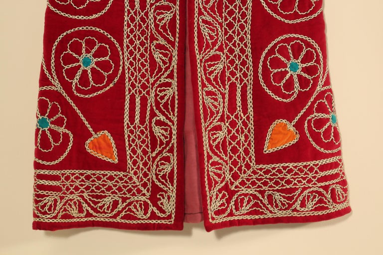 Turkish Vintage Red Ceremonial Folk Traditional Vest For Sale at 1stDibs
