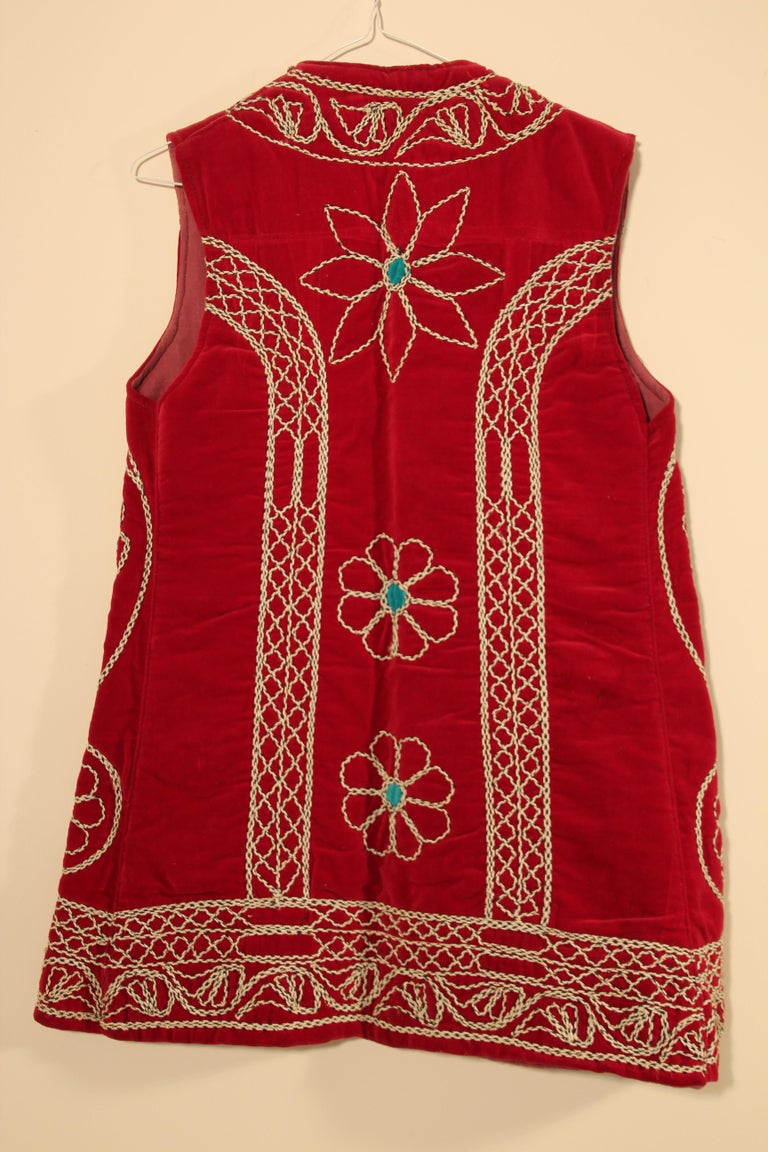 Turkish Vintage Red Ceremonial Folk Traditional Vest For Sale at 1stDibs