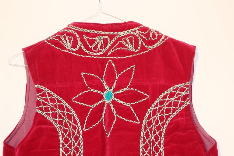Turkish Vintage Red Ceremonial Folk Traditional Vest For Sale at 1stDibs