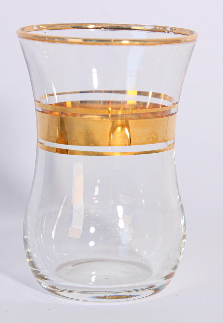 Turkish Tea Glasses with Gold Overlay Set of Six For Sale at 1stDibs