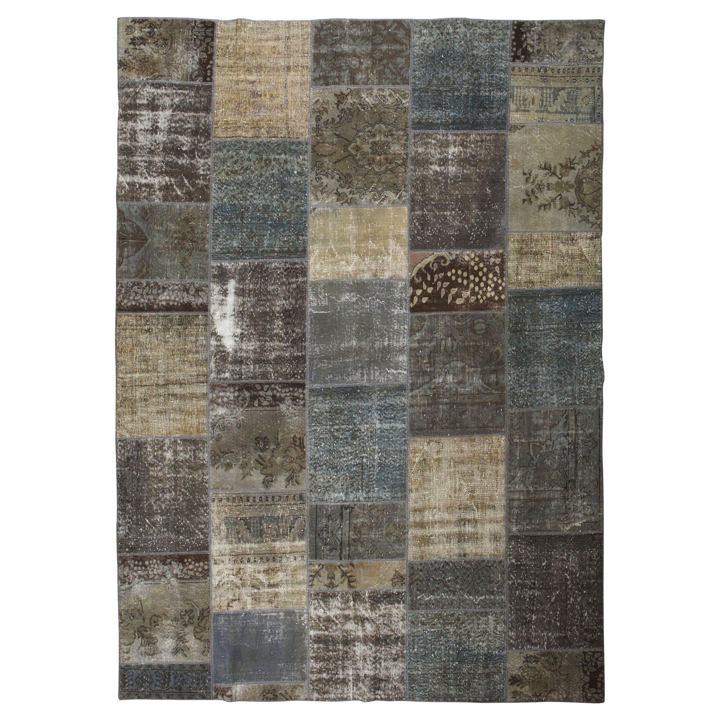 Vintage Turkish Patchwork Overdyed Rug 6'5 x 8'9. For Sale at 1stDibs