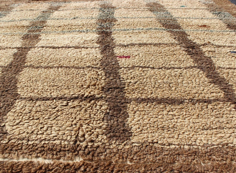 Turkish Vintage Tulu Rug with Modern Simple Square Design in Tan and ...
