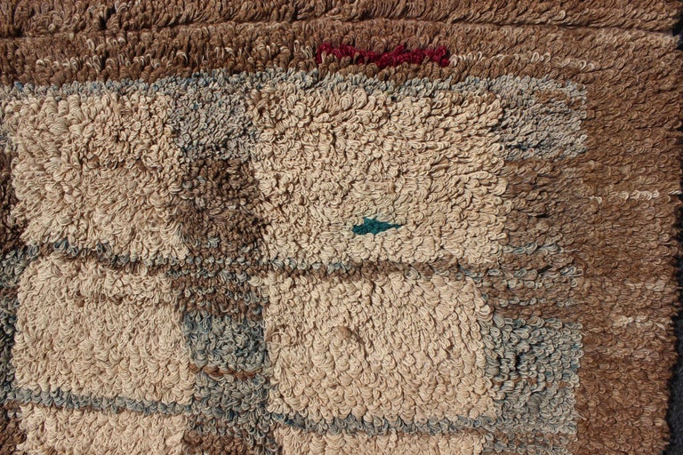 Turkish Vintage Tulu Rug with Modern Simple Square Design in Tan and ...