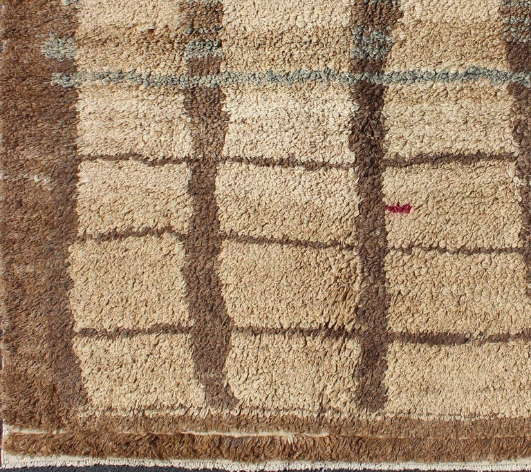 Turkish Vintage Tulu Rug with Modern Simple Square Design in Tan and ...