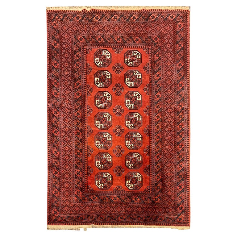 Turkmen Carpet Hand-Knotted Red Wool Rug Oriental Livingroom Rug For ...