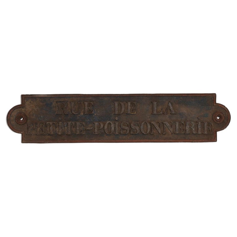 Turn of the Century Cast Iron Parisian Street Sign For Sale at 1stDibs