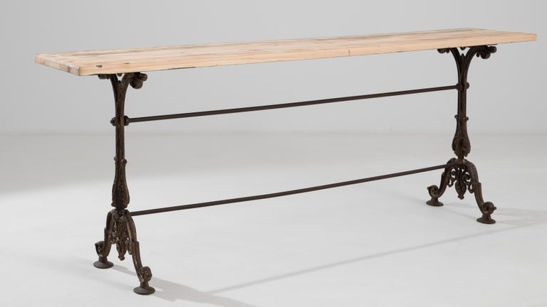 Turn of the Century French Cast Iron Console Table For Sale at 1stDibs