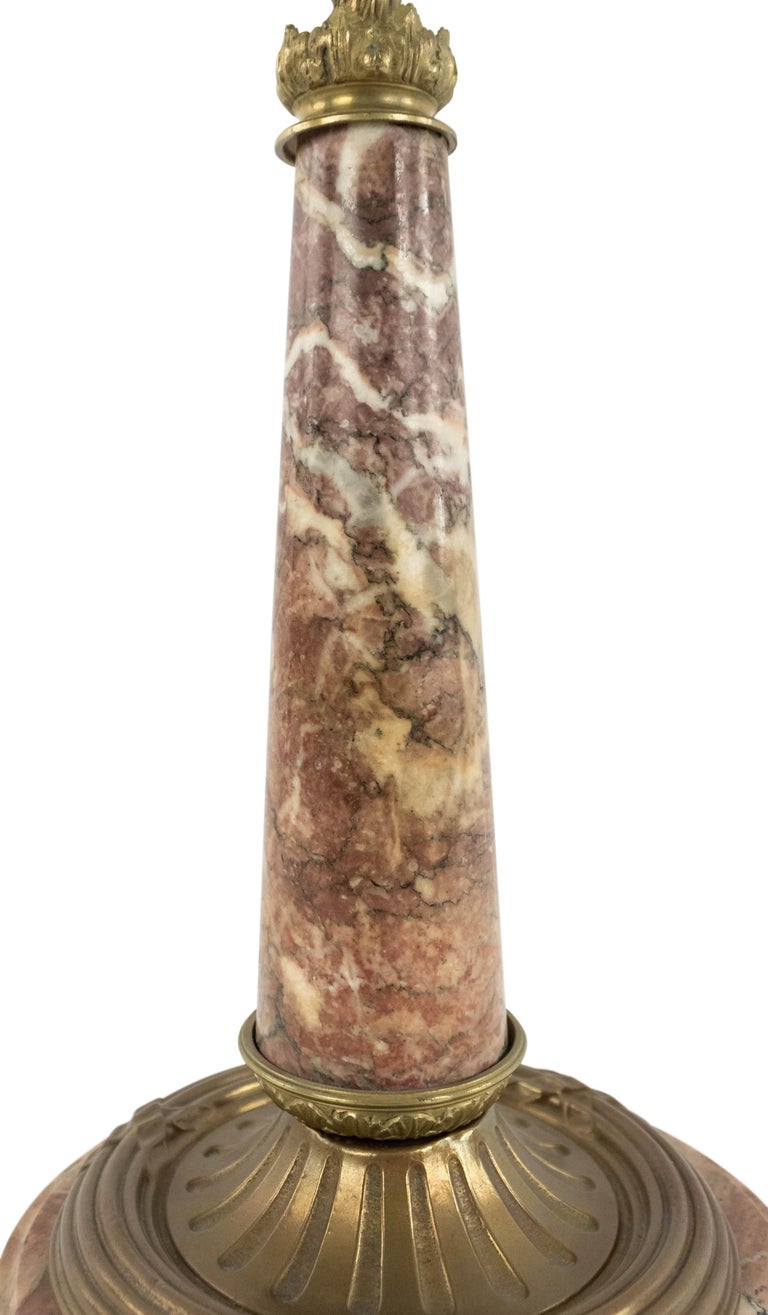 French Victorian Rouge Marble Table Lamp For Sale at 1stDibs