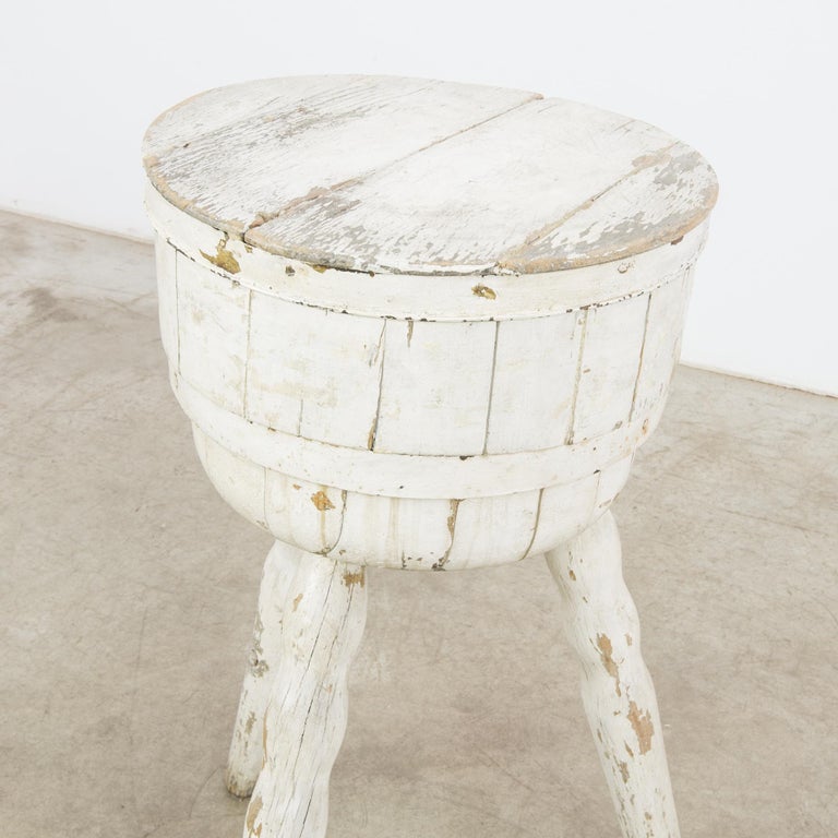 Turn of the Century French White Painted Butcher Block For Sale at 1stDibs