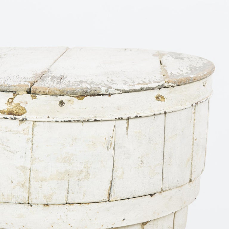 Turn of the Century French White Painted Butcher Block For Sale at 1stDibs