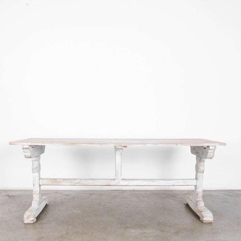 Turn of the Century French White Wooden Farm Table at 1stDibs