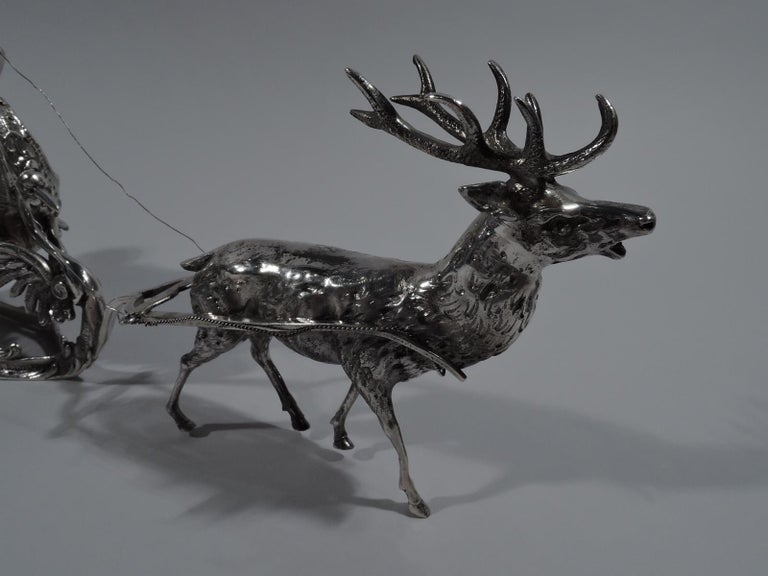 Turn-of-the-Century German Rococo Revival Silver Reindeer and Sleigh ...