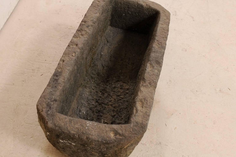 Turn of the Century Hand-Carved Rustic Long Stone Trough at 1stDibs