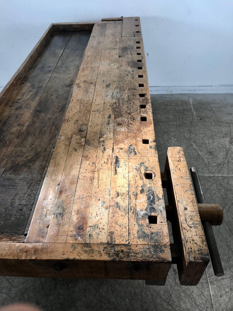 Turn of the Century Industrial Work Bench/Table, Kitchen Island at 1stDibs
