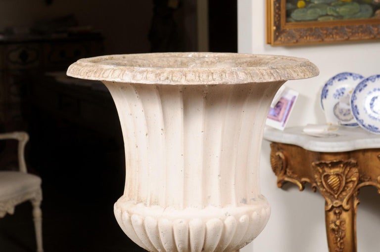 Turn of the Century Italian Campania Urn with Gadroon Motifs on Tall ...