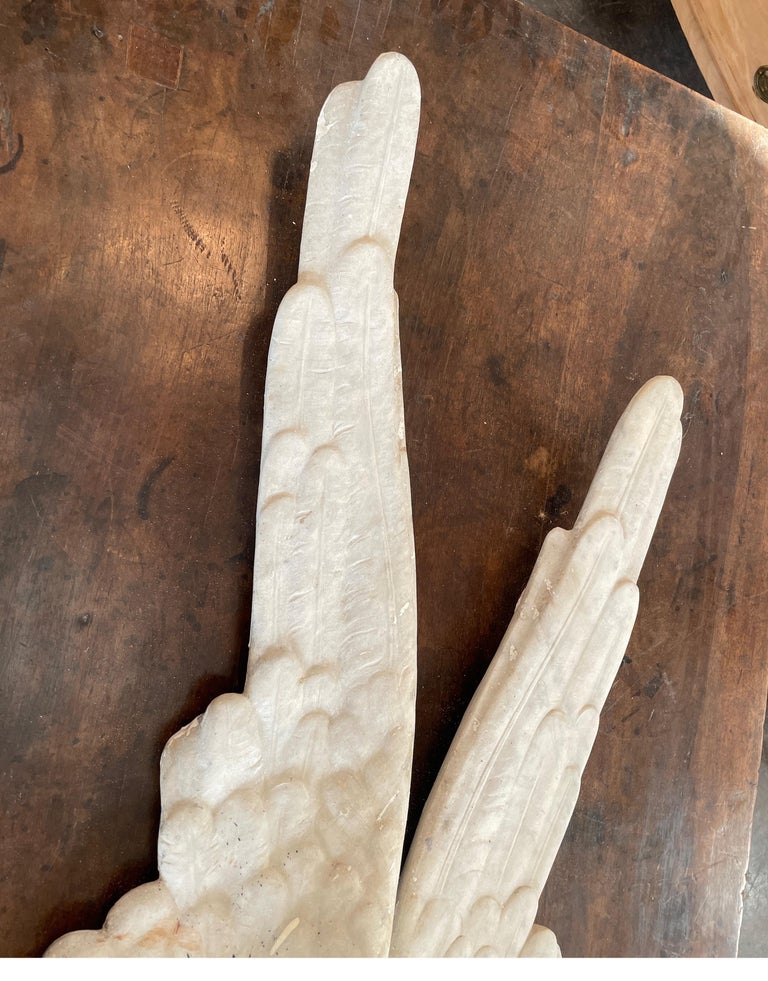 Turn of the Century Italian Carrara Marble Angel Wings at 1stDibs