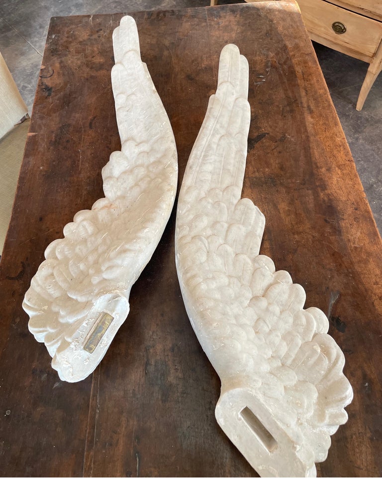 Turn of the Century Italian Carrara Marble Angel Wings at 1stDibs