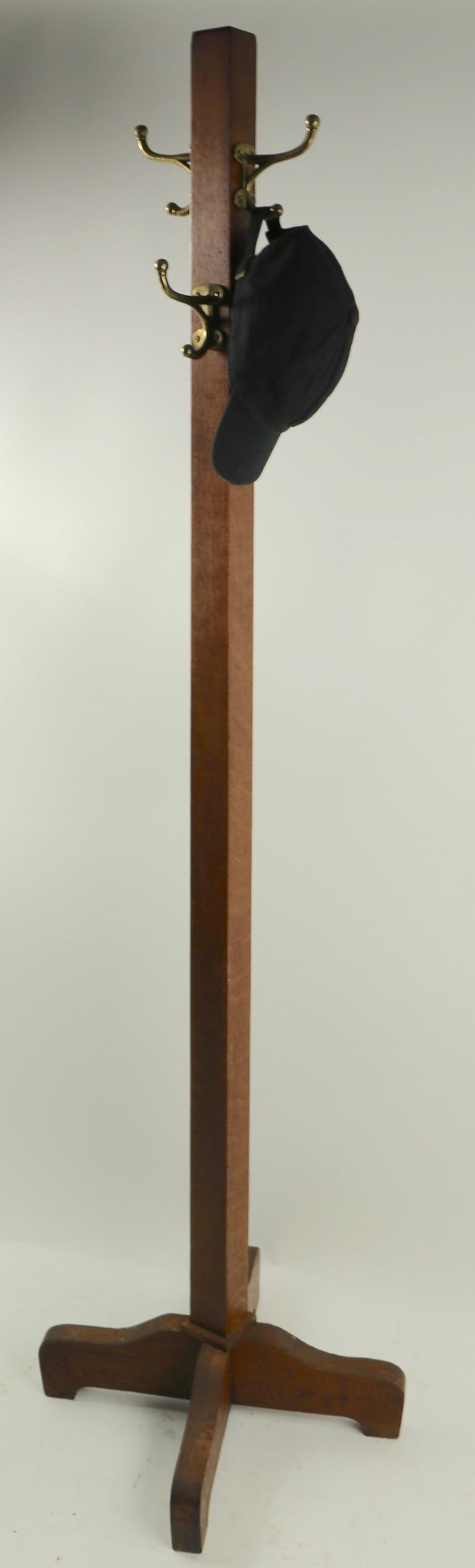 Turn of the Century Mission Arts and Crafts Style Oak Coat Tree with ...