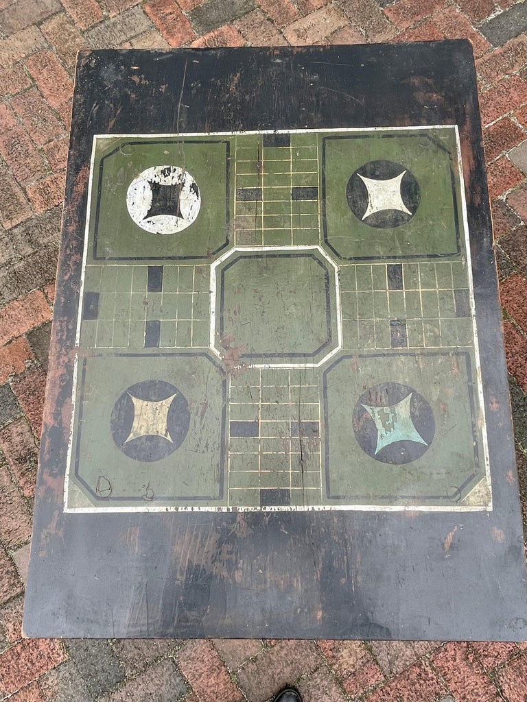 Turn of the Century Side Table in black paint with Parcheesi Game Board ...