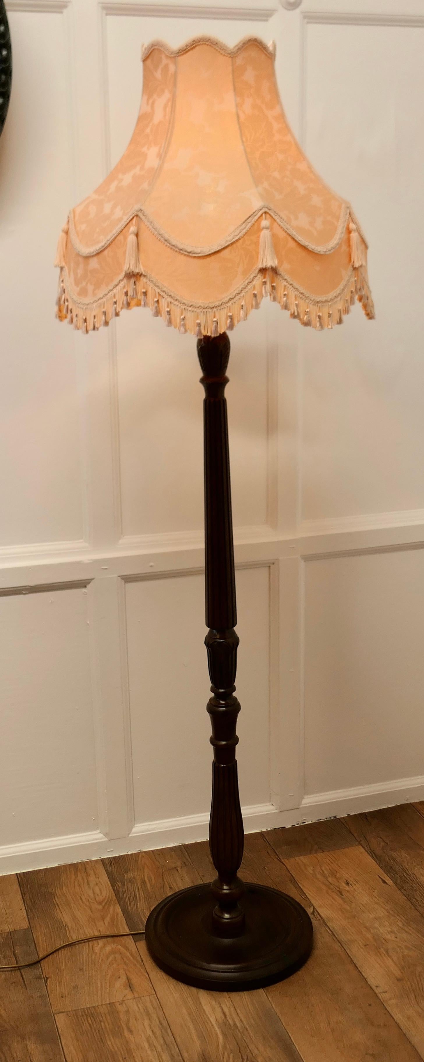 Turned and Fluted Walnut Floor Standing or Standard Lamp For Sale at ...