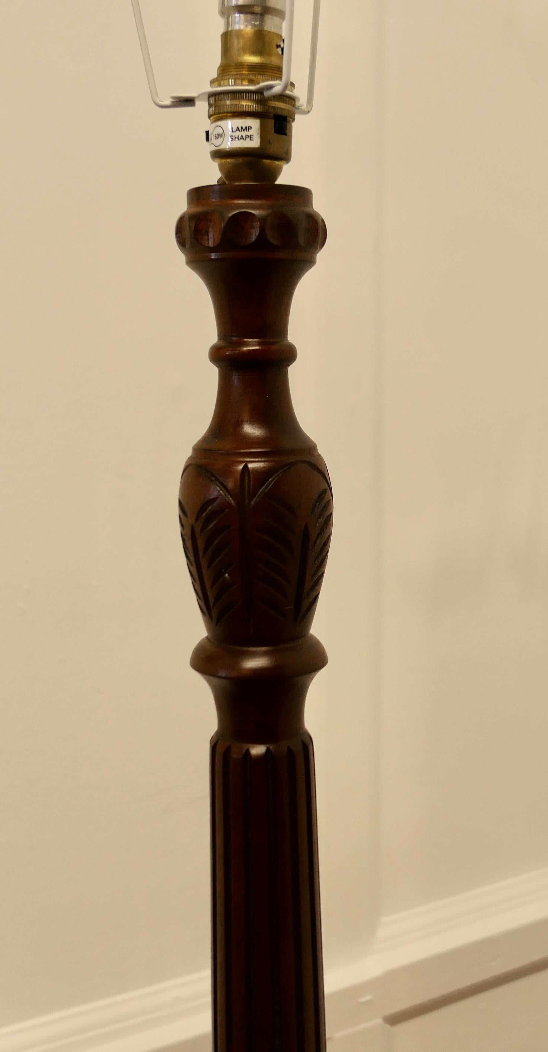 Turned and Fluted Walnut Floor Standing or Standard Lamp For Sale at ...