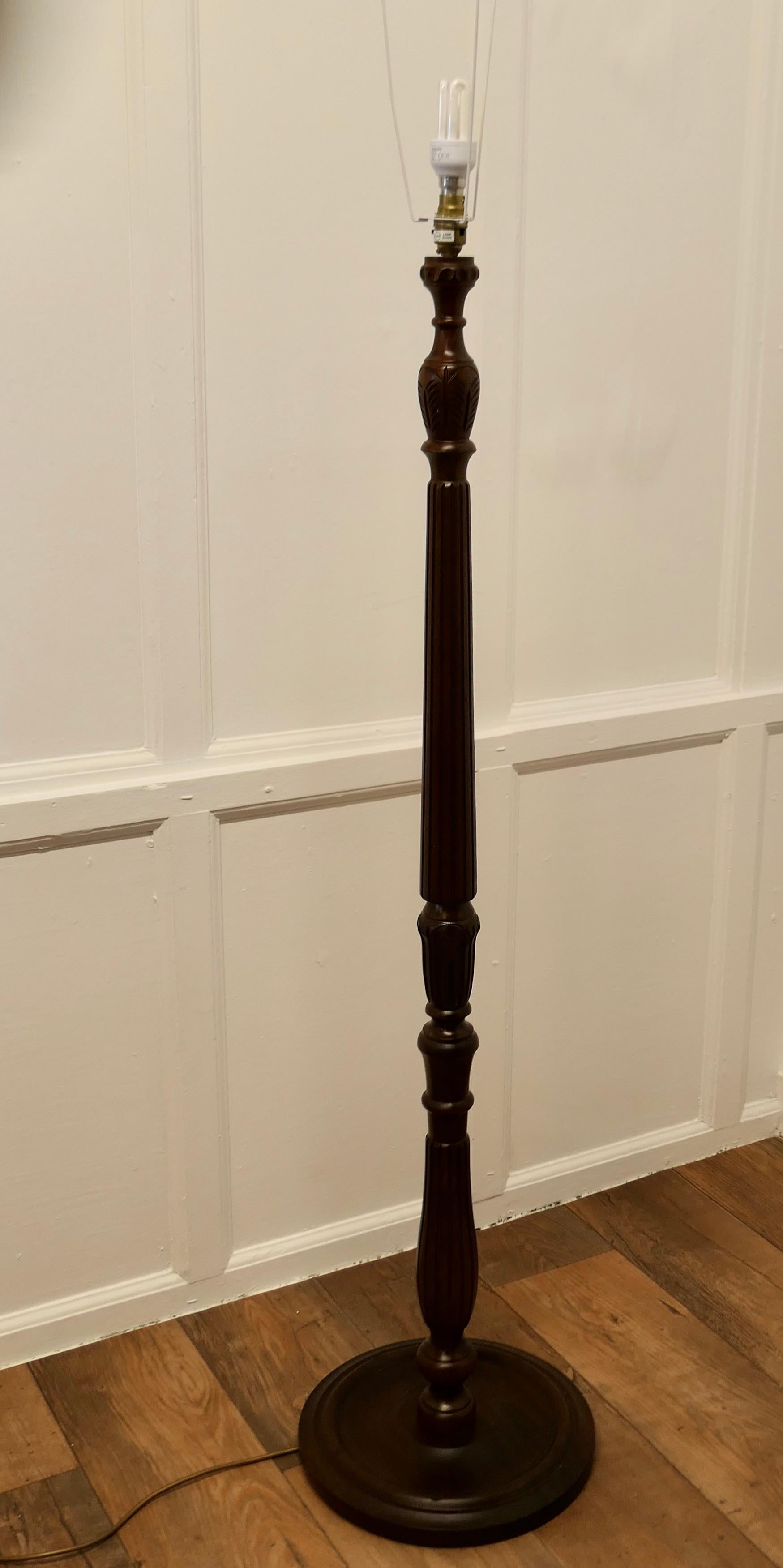 Turned and Fluted Walnut Floor Standing or Standard Lamp For Sale at ...