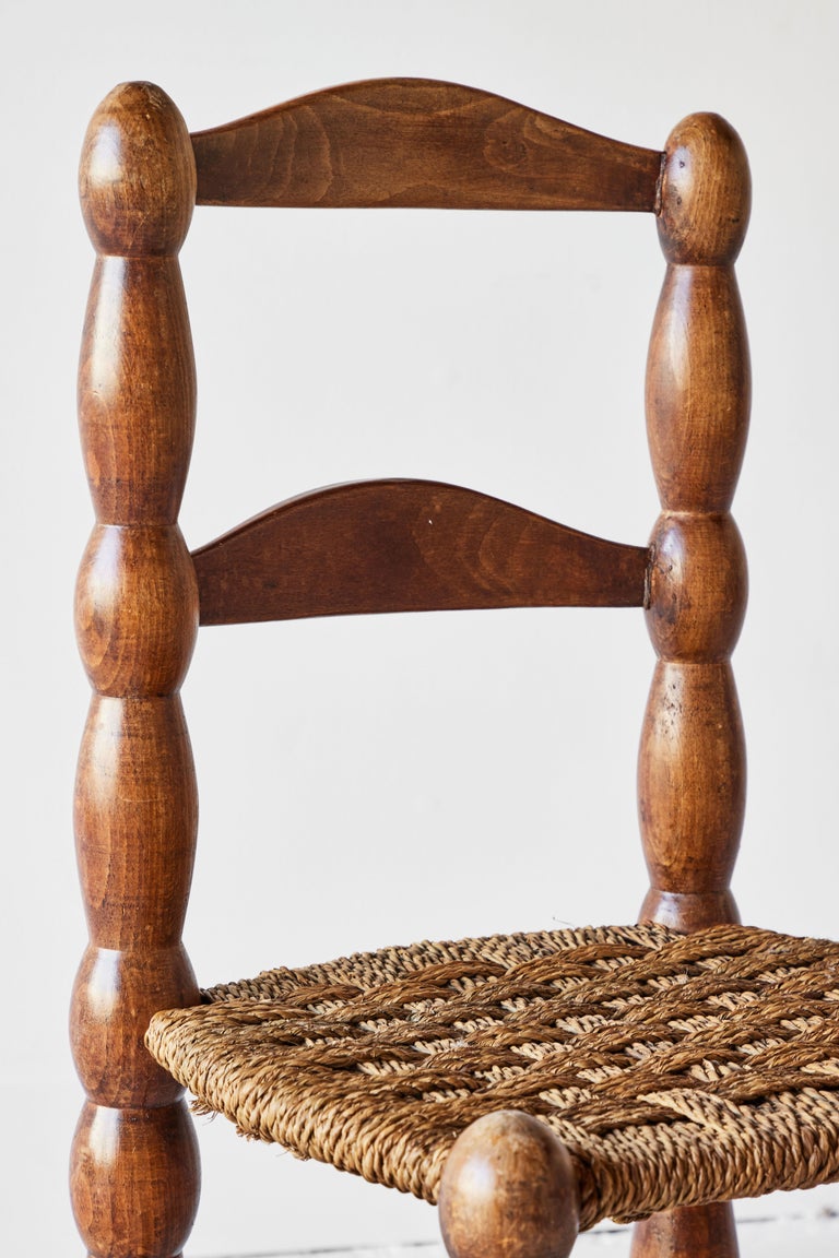 Turned Bobbin Chair with Woven Seat, Set of Six at 1stDibs