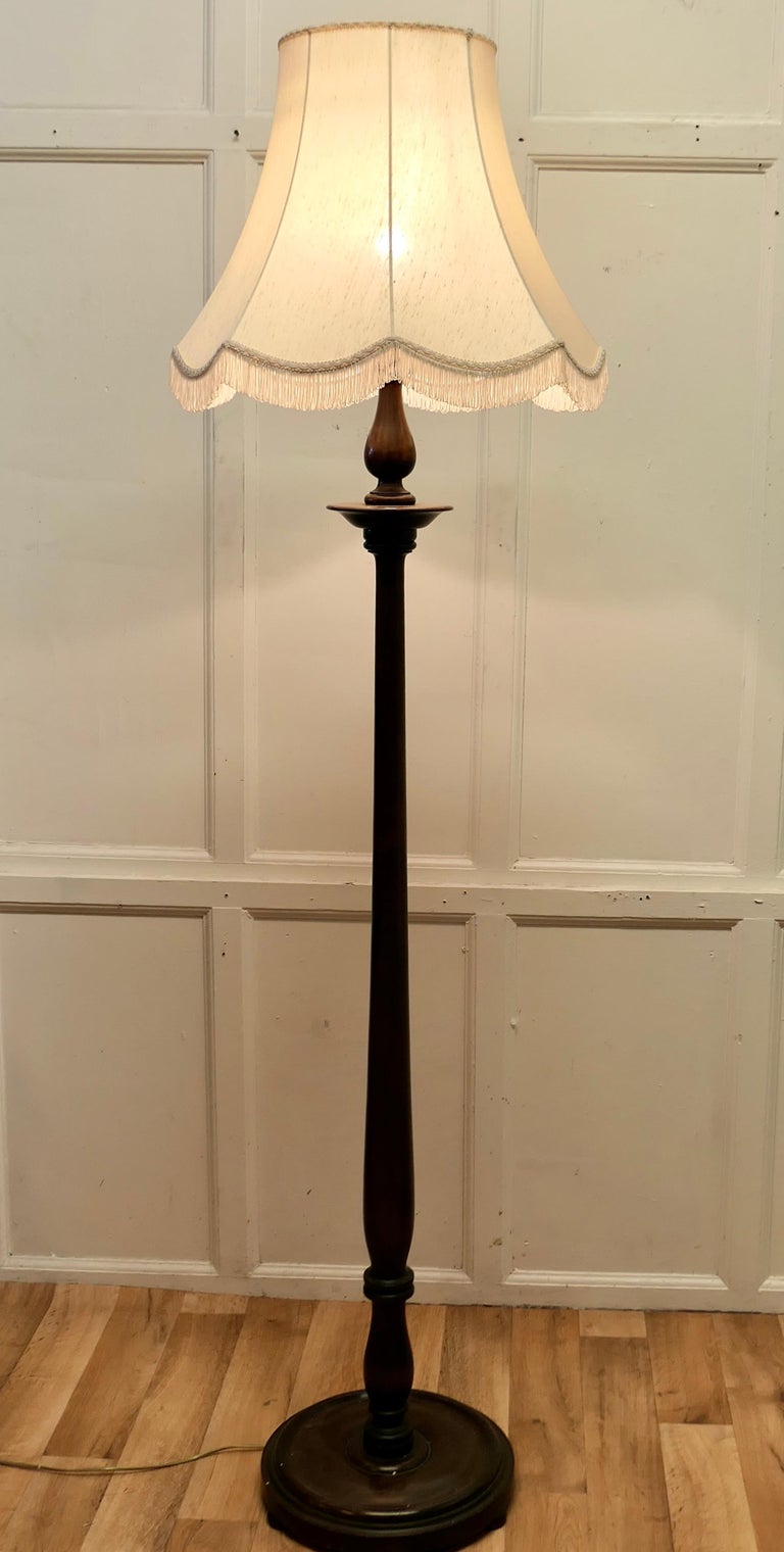 Turned Dark Beech Floor Standing or Standard Lamp at 1stDibs