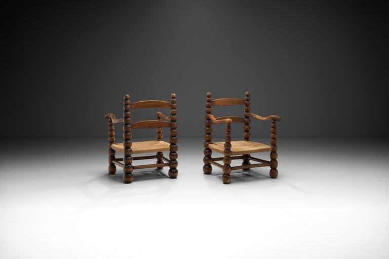 Turned French Low Chairs, France, 1960s For Sale at 1stDibs
