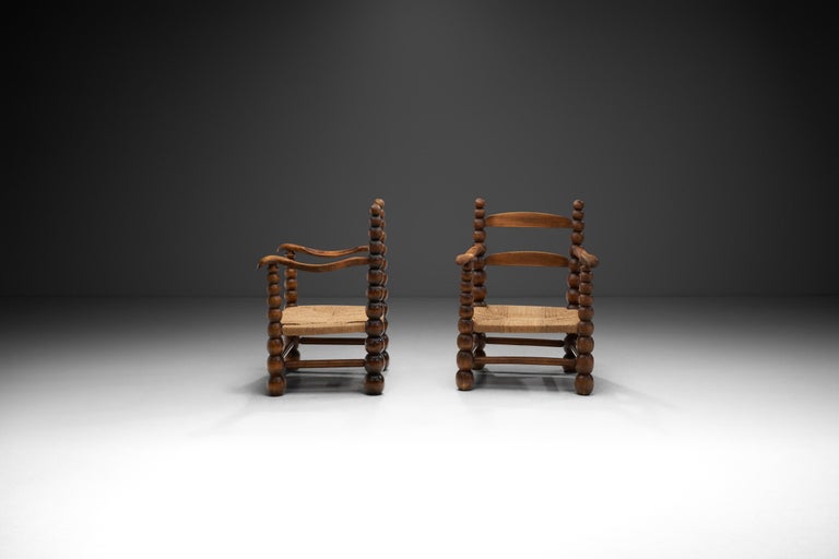 Turned French Low Chairs, France, 1960s For Sale at 1stDibs
