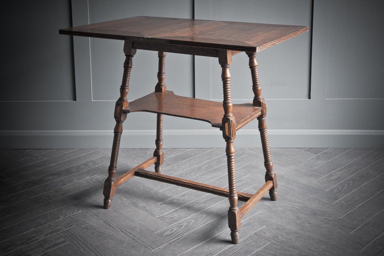 Turned Metamorphic Swivel Top Oak Table For Sale at 1stDibs