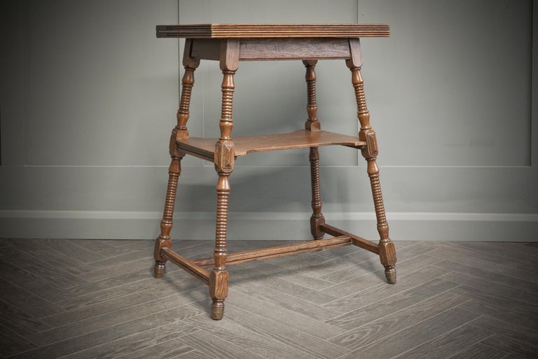 Turned Metamorphic Swivel Top Oak Table For Sale at 1stDibs