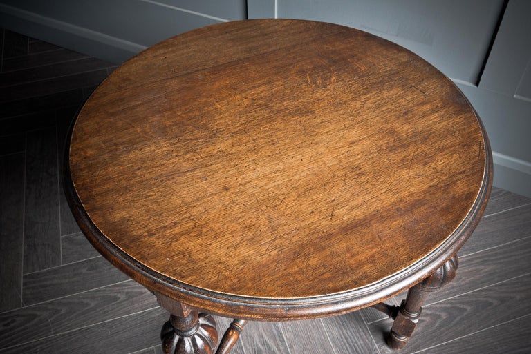 Turned Oak Side Table For Sale at 1stDibs