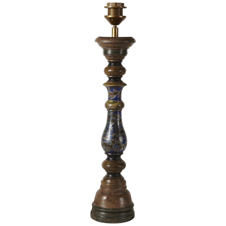 Turned Spindle Wood Lamp Base For Sale at 1stDibs