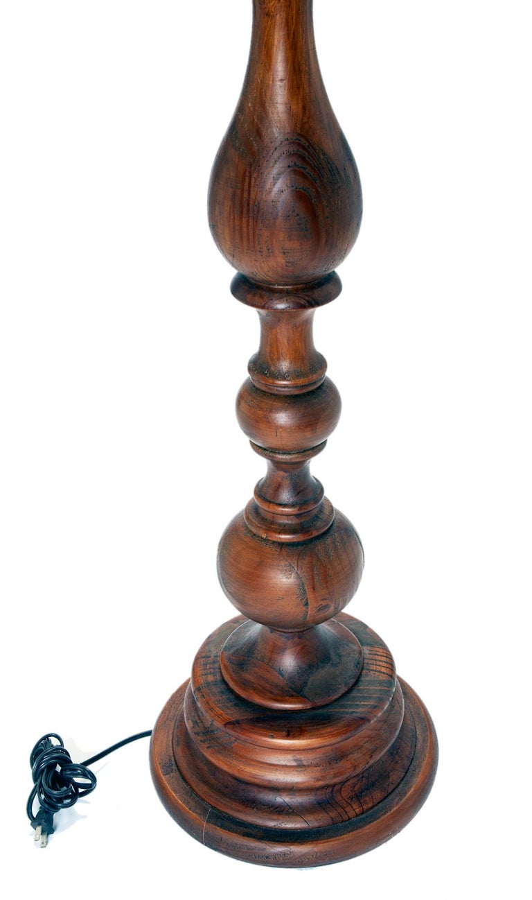 Turned Wooden Floor Lamp For Sale at 1stDibs