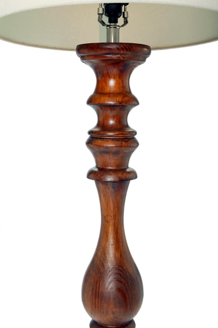 Turned Wooden Floor Lamp For Sale at 1stDibs