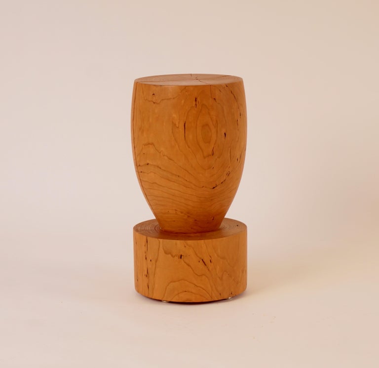 Turned Wooden Mini-Pedestal Table #3 in Cherry For Sale at 1stDibs
