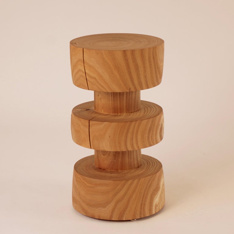 Turned Wooden Mini-Pedestal Table #4 in Catalpa For Sale at 1stDibs