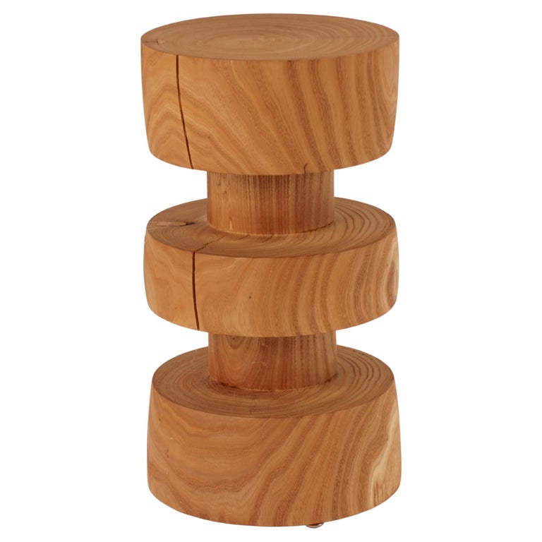 Turned Wooden Mini-Pedestal Table #4 in Catalpa For Sale at 1stDibs