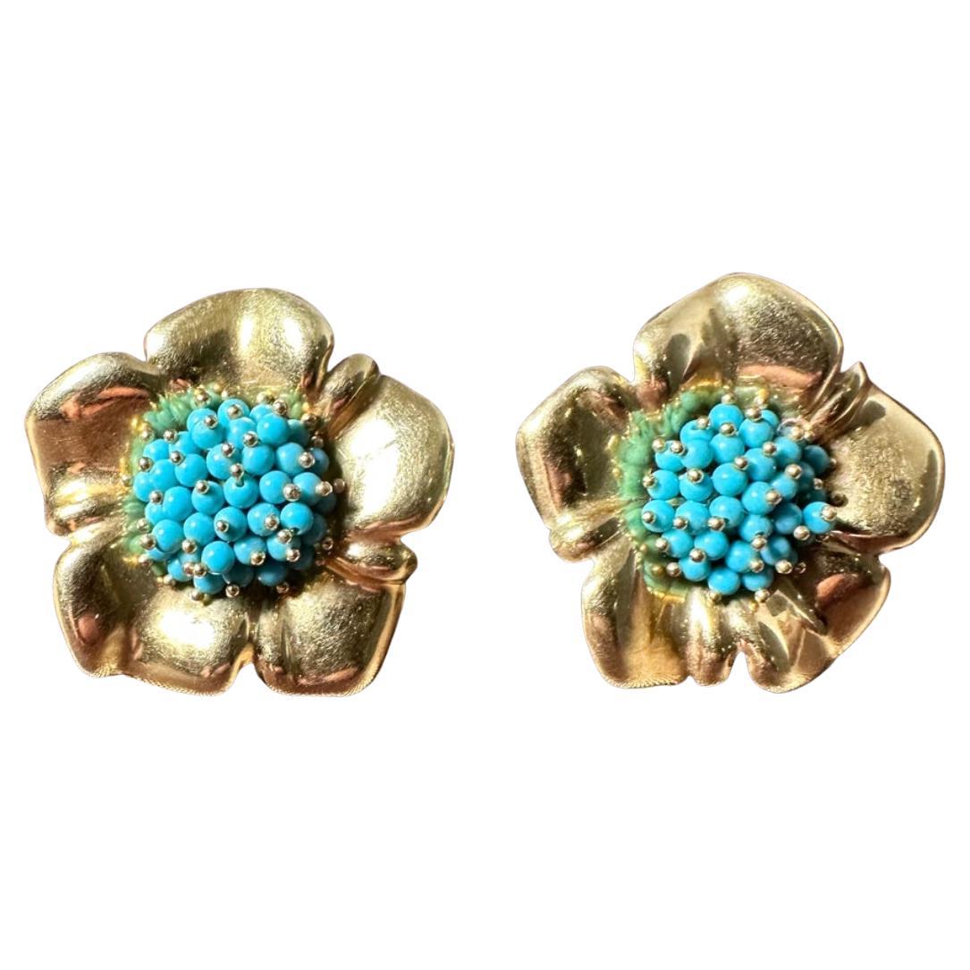 Antique Turquoise and Diamond-Set Gold Earrings at 1stDibs | antique ...