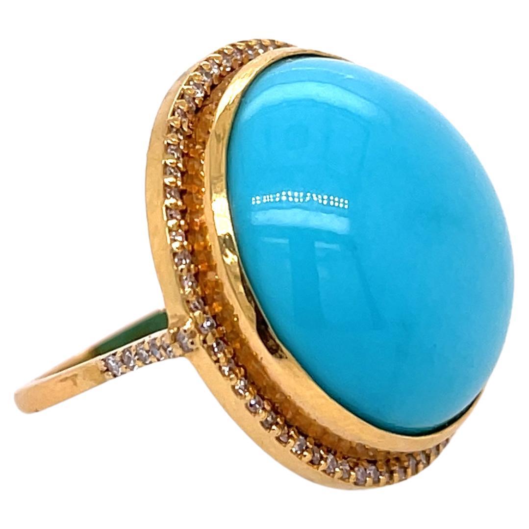 Hand Engraved Georgian Turquoise Diamond Gold Ring at 1stDibs