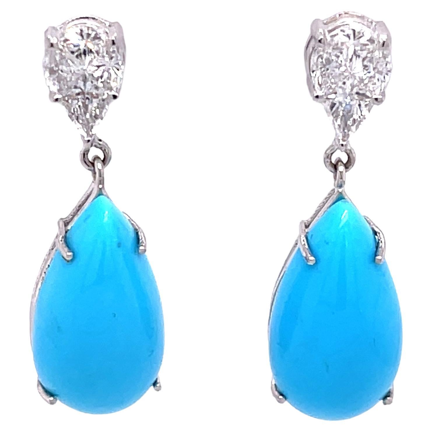 Antique Turquoise Diamond Gold Earrings at 1stDibs | antique turquoise ...