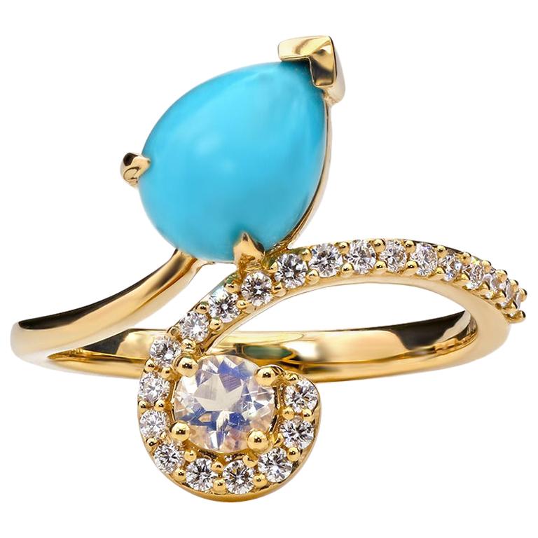 Turquoise and 18 Karat Gold Ring at 1stDibs