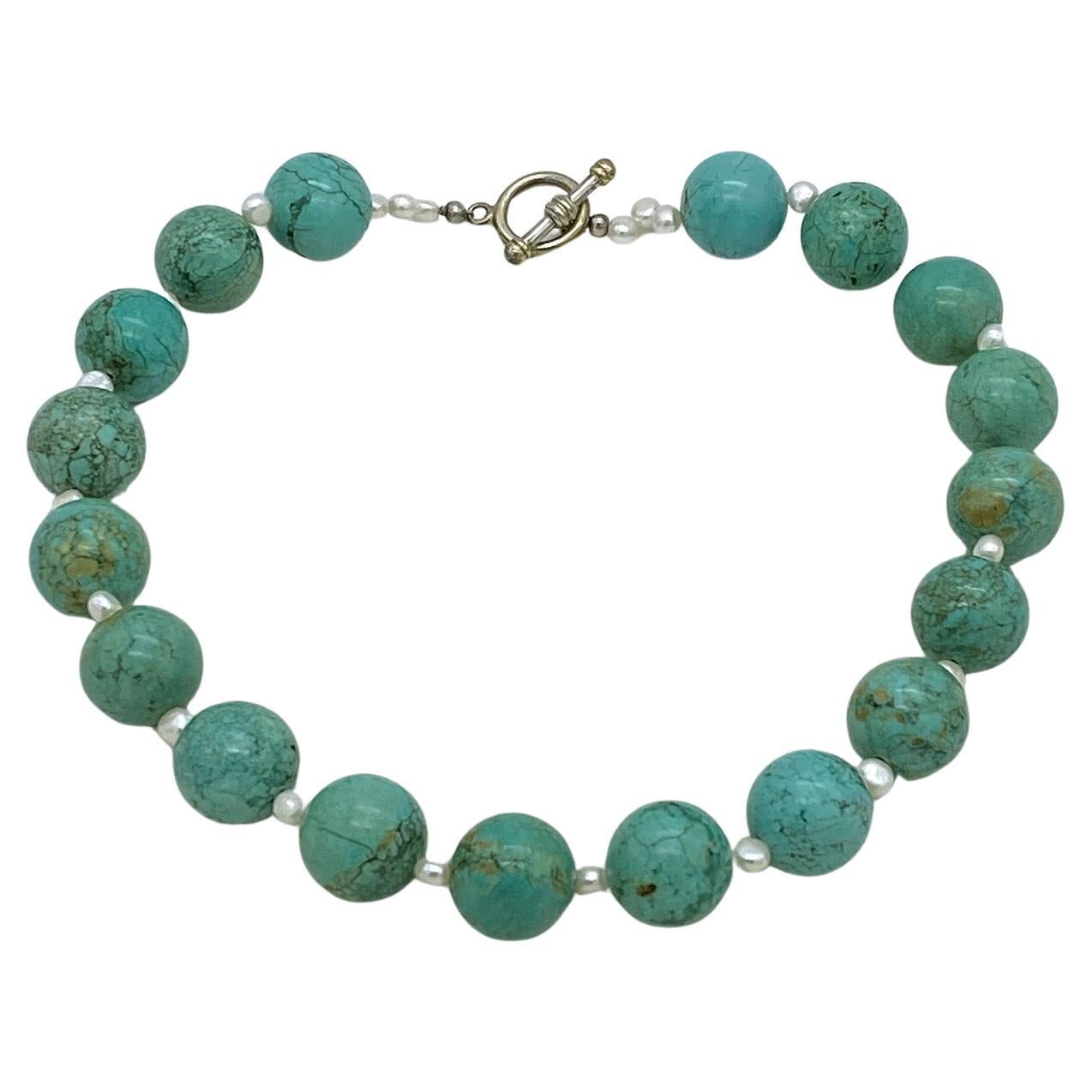 Australian Pearl Amazonite and Turquoise Necklace For Sale at 1stDibs